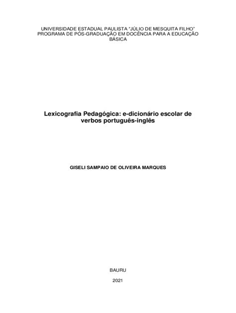 Preench Vel Dispon Vel Repositorio Unesp O Estgio De Docncia E Sua