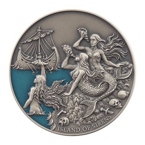 2022 Niue Mythical Creatures Sirens 2oz Silver Antiqued Coin