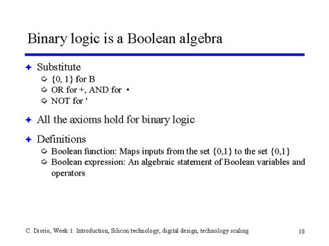 binary logic is a boolean algebra