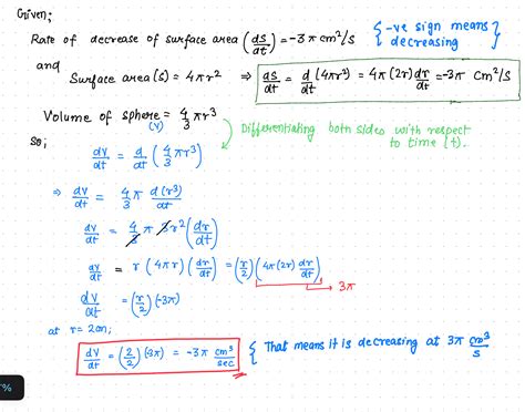Solved 8 The Surface Area Of A Sphere Is Decreasing At The Constant