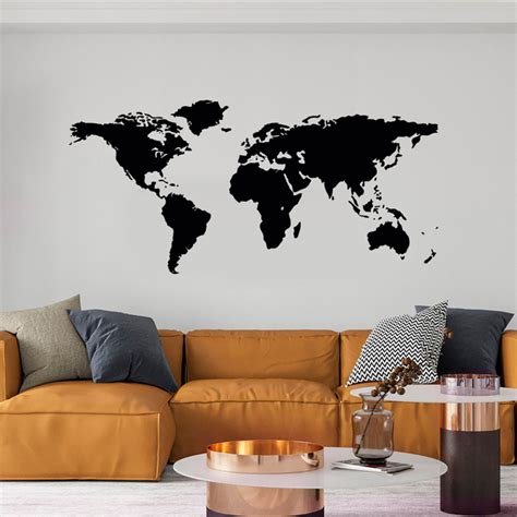 Vinilo Decorativo Mapamundi Silueta Mapa Del Mundo TeleAdhesivo