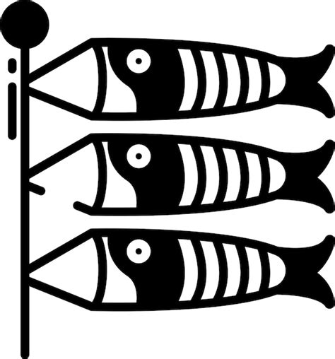 Ilustración del glifo Koinobori y del vector de líneas Vector Premium