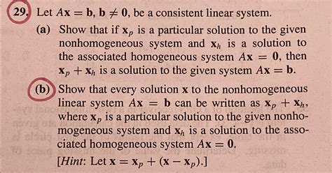 solved let ax b b 0 be a consistent linear system n a