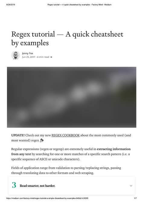 Regex Tutorial A Quick Cheatsheet By Examples Factory Mind Medium