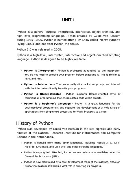 python notes unit 1 unit 1 python is a general purpose interpreted interactive object