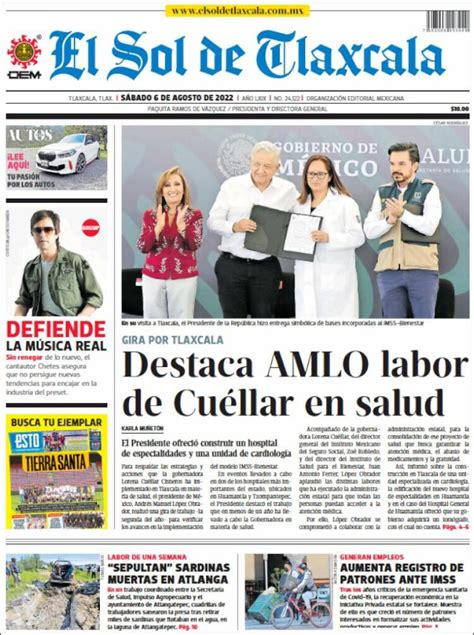 Periódico El Sol de Tlaxcala México Periódicos de México Edición de