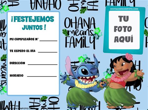 Invitaciones Lilo y Stitch con Foto Invitaciones de Cumpleaños