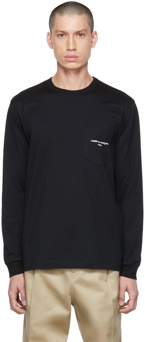 Comme des Garçons Homme Black Pocket Long Sleeve T Shirt SSENSE UK