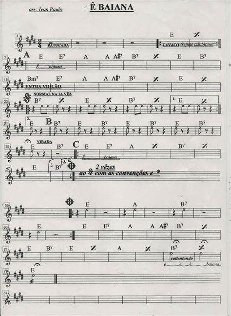 Meu Cavaquinho Partituras Partitura Ê Baiana Beth Carvalho