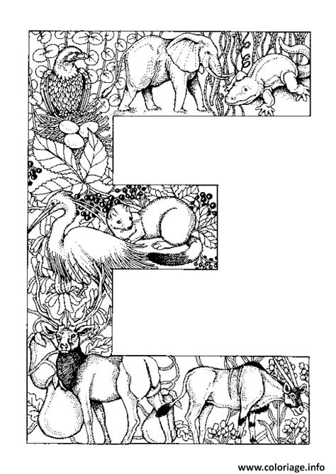 Coloriage Lettre E Alphabet Animaux JeColorie