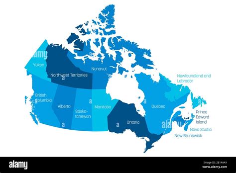 Carte du Canada divisée en 10 provinces et 3 territoires Régions