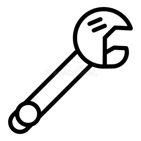 Icono De Llave Ajustable Estilo De Esquema Ilustración del Vector
