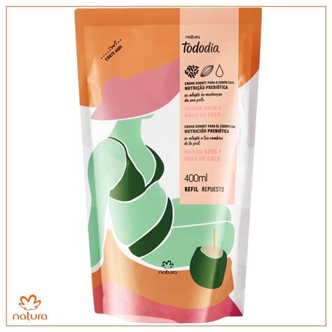 REFIL CREME HIDRATANTE PARA O CORPO NATURA TODODIA MANGA ROSA E ÁGUA DE