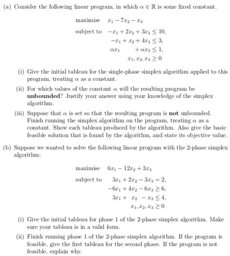 a consider the following linear program in which a