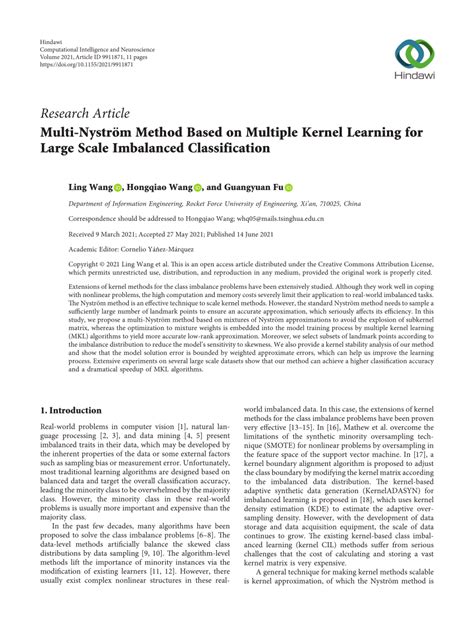 pdf multi nyström method based on multiple kernel learning for large scale imbalanced