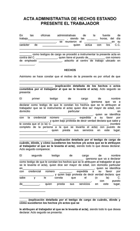 Formato De Acta De Hechos Escolares Reverasite The Best Porn Website