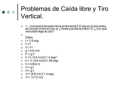 Ejercicios Resueltos De Caida Libre Y Lanzamiento Vertical Leer Un Libro
