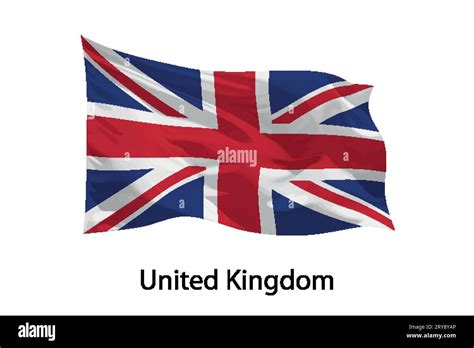 3d Realistic Waving Flag Of United Kingdom Isolated Template For