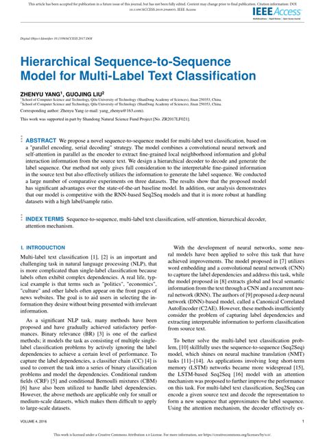 pdf hierarchical sequence to sequence model for multi label text classification