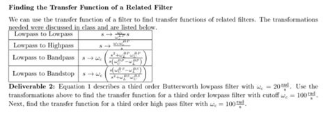 solved transfer function of a butterworth filter in class we