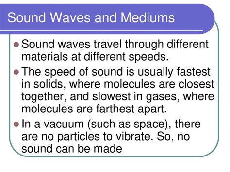 Sound Mediums Learning Target I Can Explain How Sound Waves Are