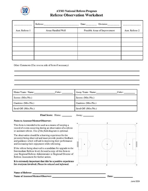 File Referee Observation Worksheet Pdf AYSO Wiki
