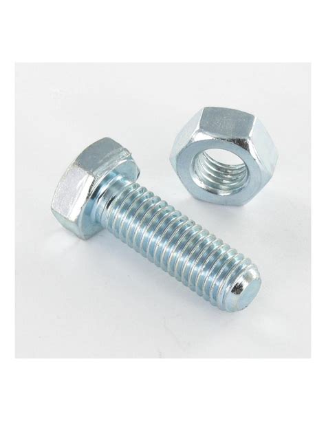Boulon vendu avec Ecrou Tête hexagonale TH M8X20 Classe 8 8 Acier zingué