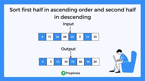 python code to sort first half in ascending order and second half in descending order