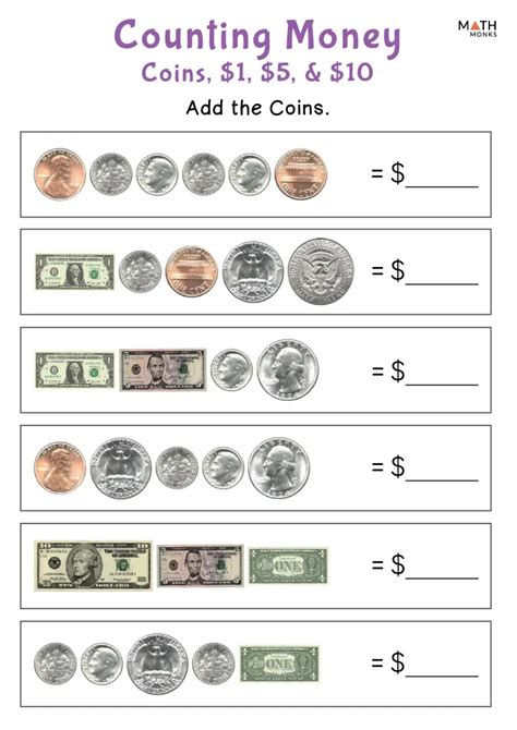 Money Worksheets Math Monks