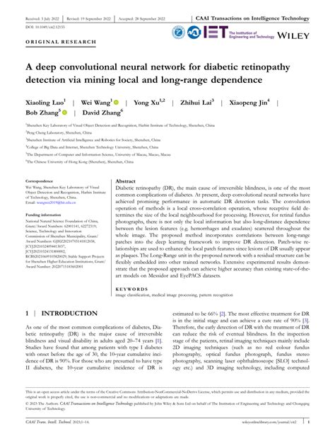 pdf a deep convolutional neural network for diabetic retinopathy detection via mining local