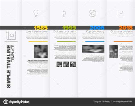 Simple Horizontal Timeline Template Big Years Photo Placeholders Stock