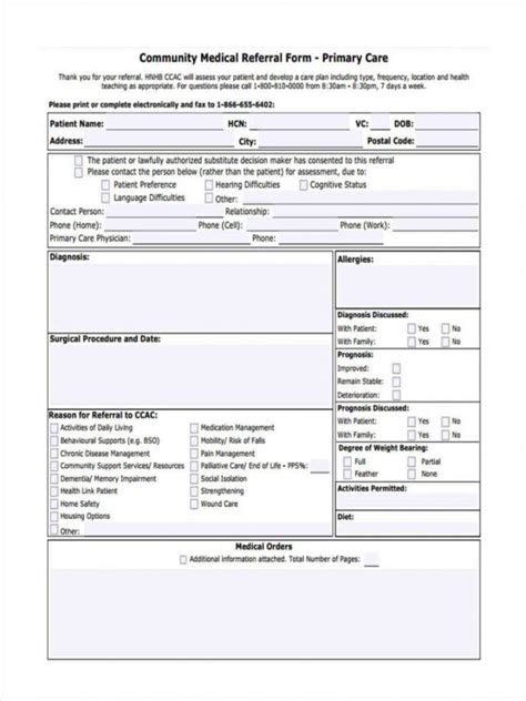 Sample Free 7 Medical Referral Forms In Pdf Ms Word Home Health