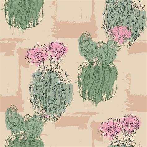 Premium Vector Cactus Boho Seamless Pattern
