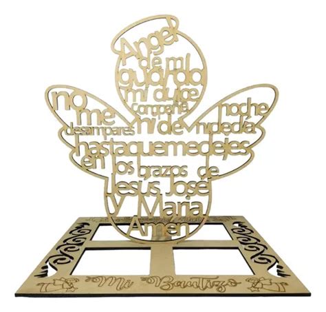 12 Centros Ángel De Mi Guarda Mdf 25cm Bautizo Recuerdo Meses sin