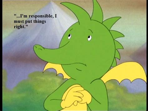 A Green Dragon With Yellow Wings And A Quote On It S Chest That Reads