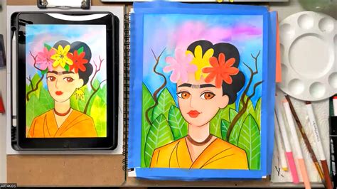 Como Pintar Y Dibujar A Frida Khalo Con Plumones De Agua Paso A Paso