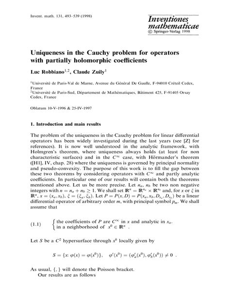 uniqueness in the cauchy problem for operators with partially
