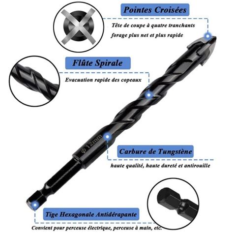 TILIYHELLO 7pcs forets en carbure de tungstène 3 12mm arbre hexagonal