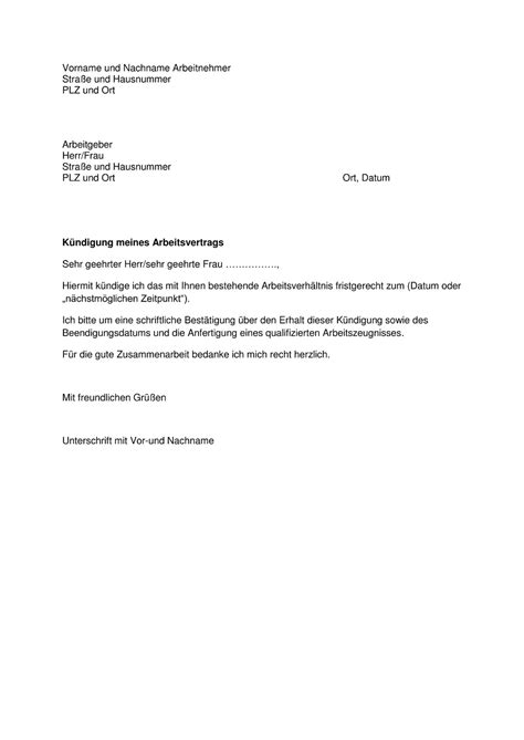 Kündigungsvorlagen für Arbeitsverträge
