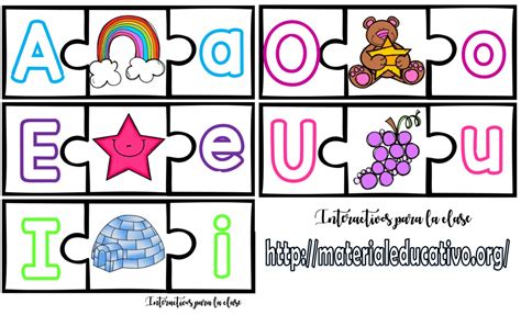 Fabuloso Rompecabezas De Vocales Con Ilustraciones Material Educativo