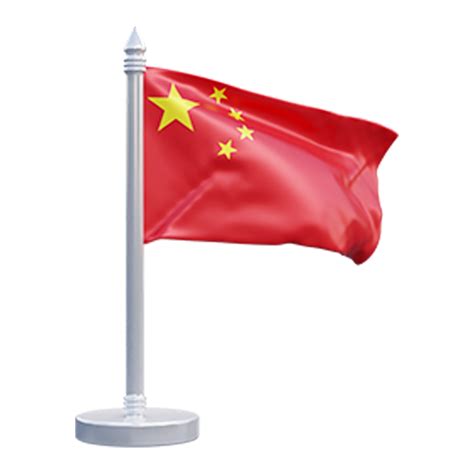 China National Flag Set Illustration Or D Realistic China Waving
