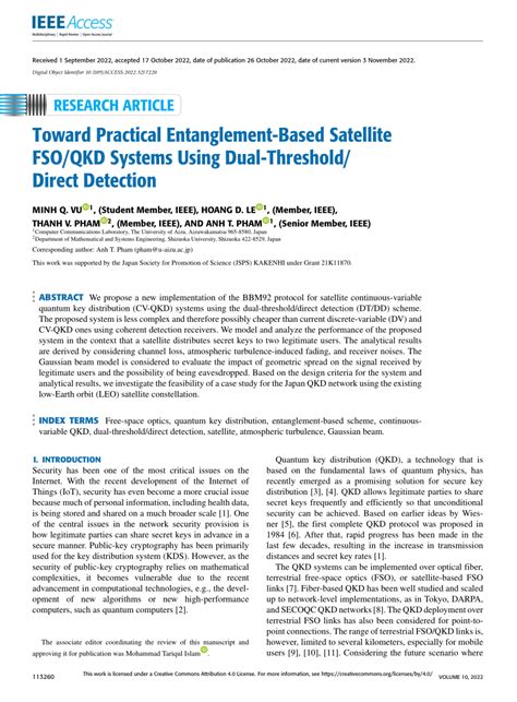 pdf toward practical entanglement based satellite fso qkd systems using dual threshold direct