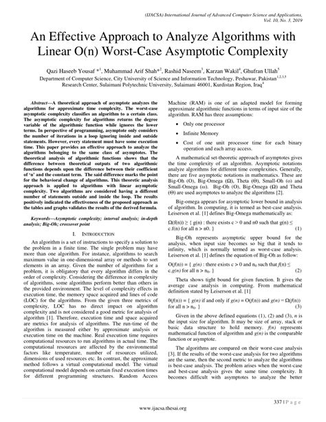 pdf an effective approach to analyze algorithms with linear o n worst case asymptotic complexity