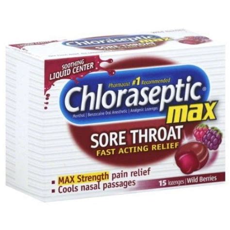 Chloraseptic Max Sore Throat Lozenges Wild Berries 15 Ct Walmart