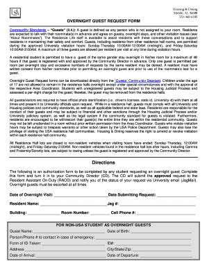 Fillable Online Southalabama Housing Dining Fax Email Print PdfFiller