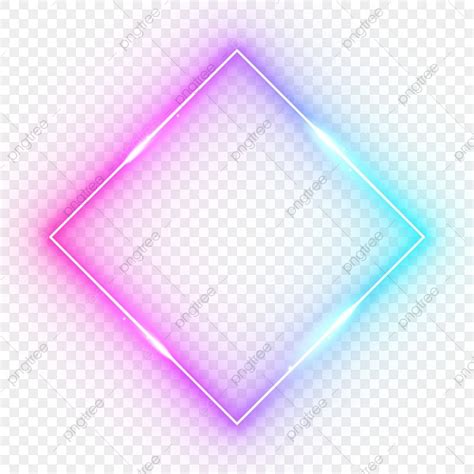 Moldura Brilhante Quadrada Neon Rosa E Azul PNG Néon Quadrado