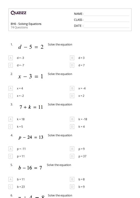 50 Solving Equations Worksheets For 1st Grade On Quizizz Free