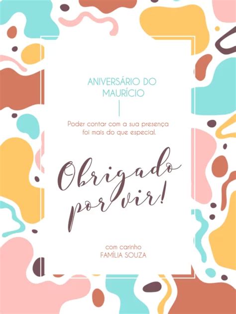 Cart O De Agradecimento De Presen A De Anivers Rio Moderno Edite Online