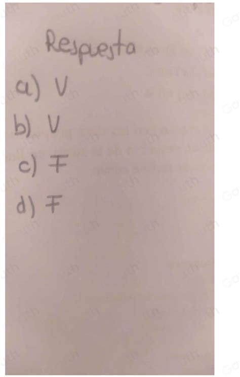 Solved Escribe V Verdadero O F Falso En Cada Caso A La Suma De