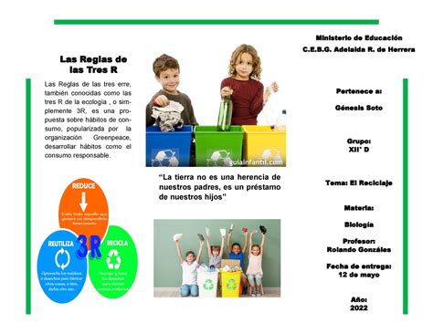 Triptio Reciclaje Triptico Sobre Como Ayudar Al Medio Ambiente Las